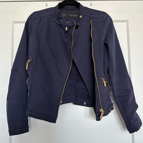 Zara | Jackets & Coats | Zara Zipper Blue Jacket | Poshmark